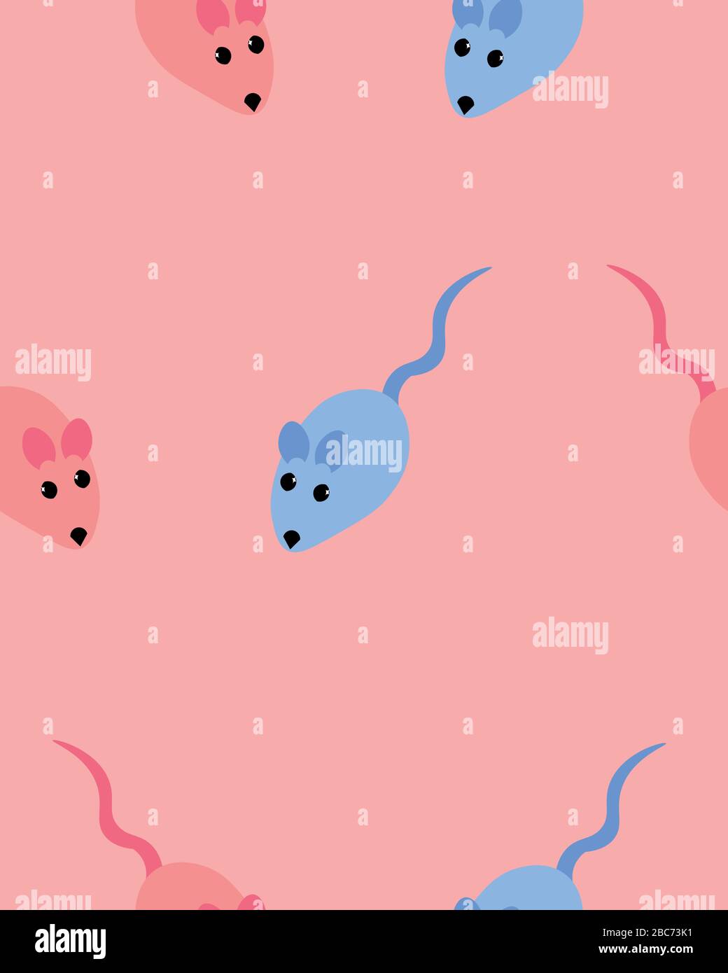 Pink and blue mice. Seamless pattern. Design for gift, greeting card ...