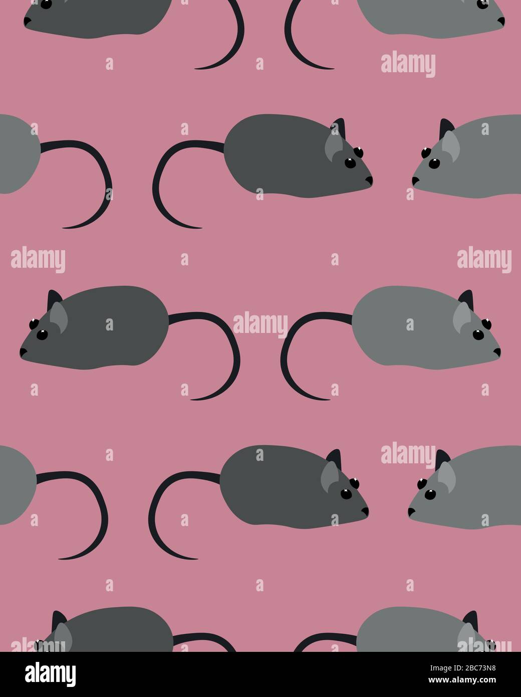 Gray mice on a pink background. Seamless pattern. Design for gift ...