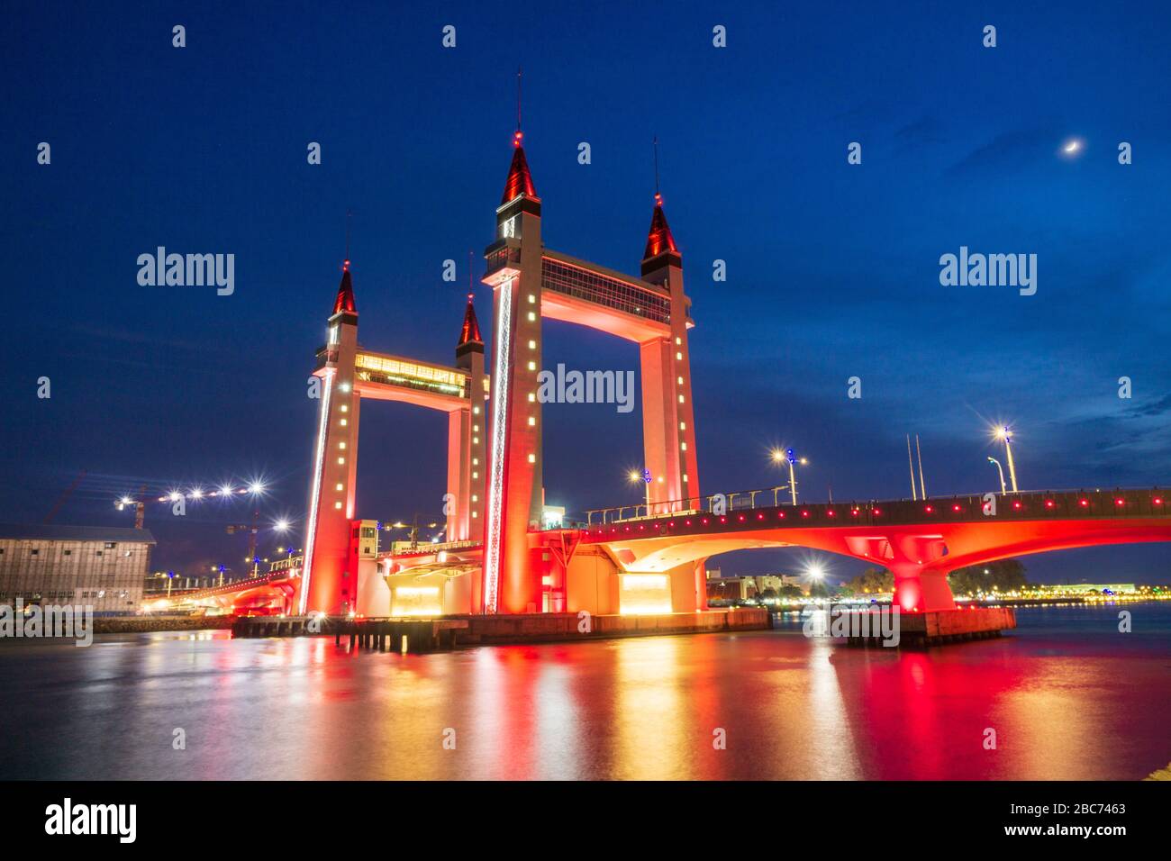 The iconic drawbridge located across the river in the Terengganu ...