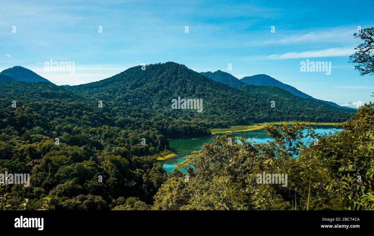 Beautiful natural scenery of tropical forests in the mountains with a ...