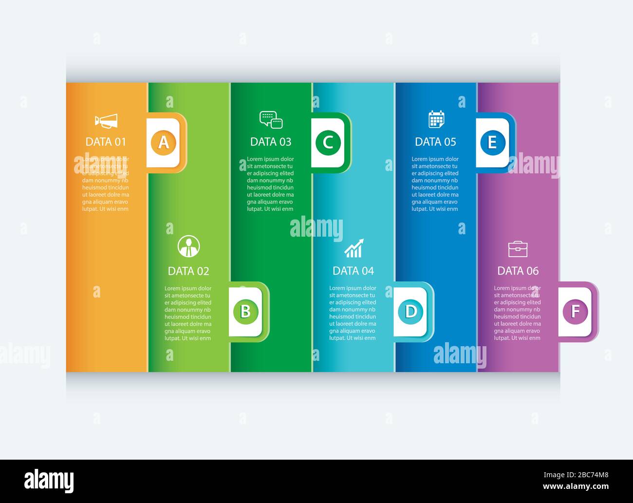 6 data infographics tab paper index template. Vector illustration abstract background. Can be ...