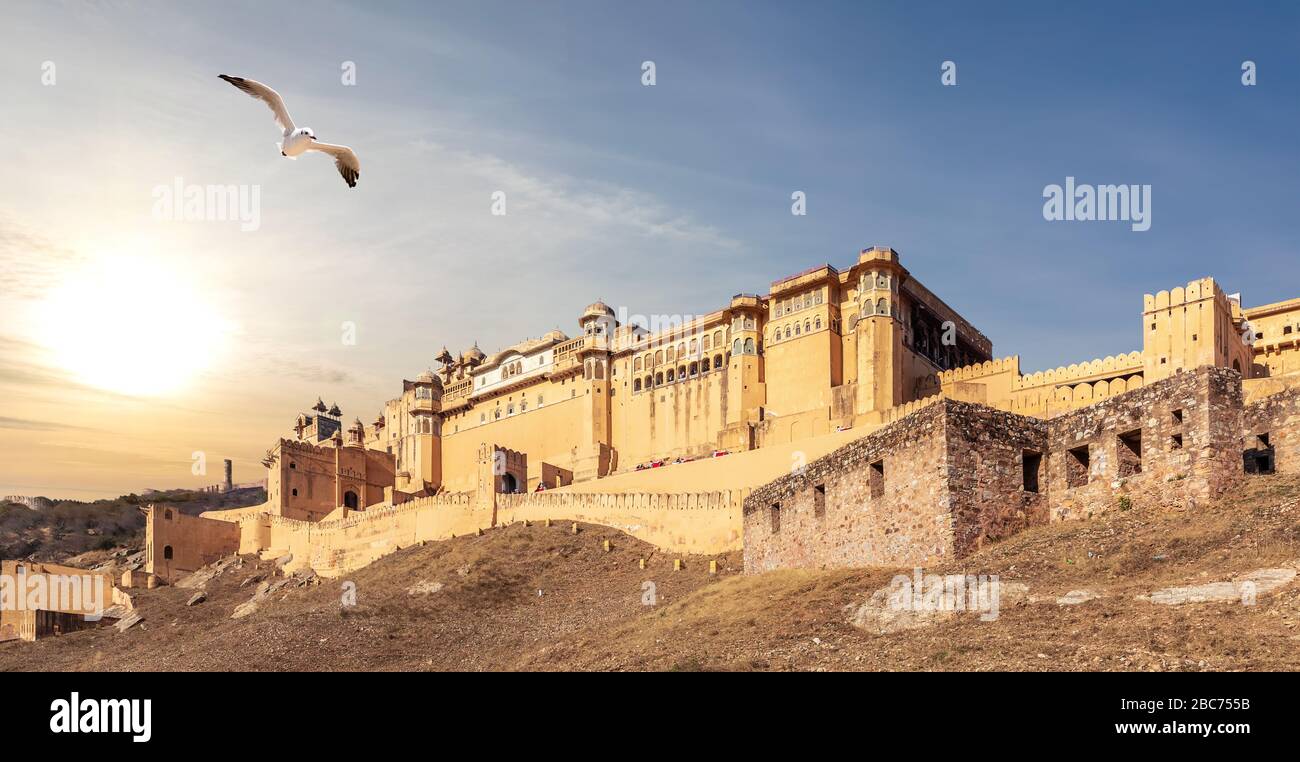 Amber Fort panorama, India, Jaipur, sunset view Stock Photo - Alamy