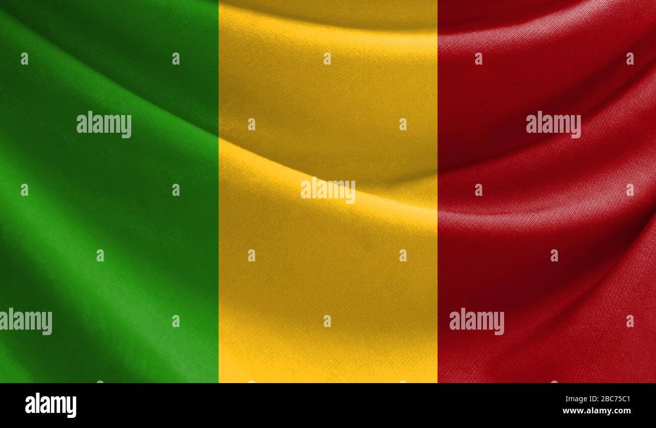 Realistic flag of Mali on the wavy surface of fabric Stock Photo - Alamy