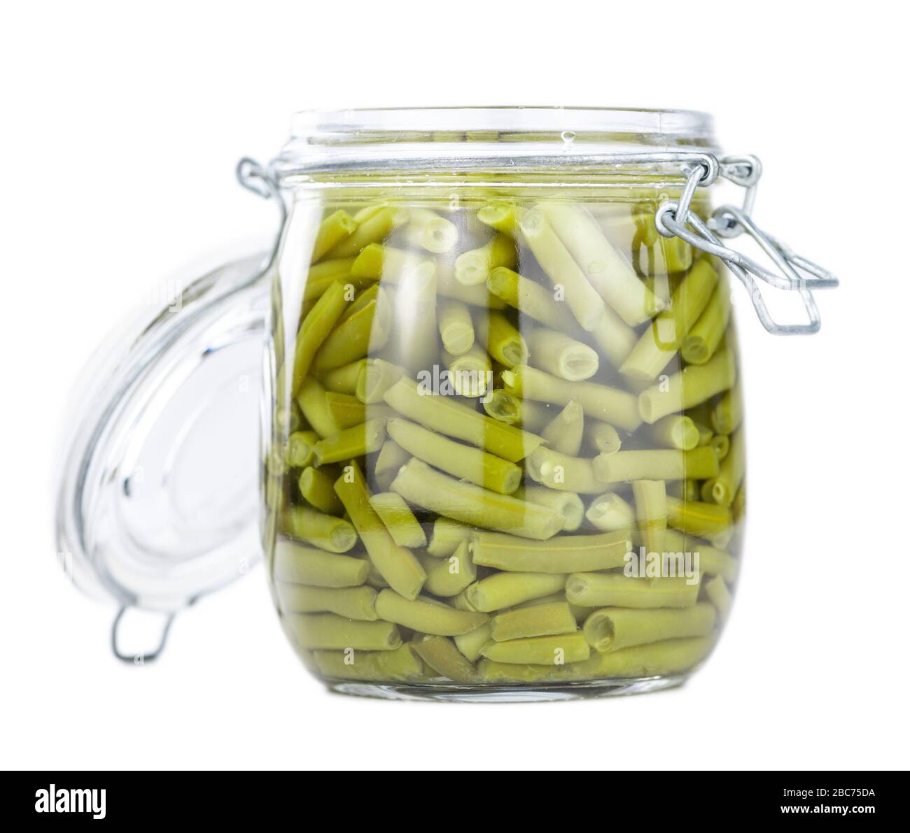 Portion of preserved Green Beans as detailed close-up shot isolated on ...