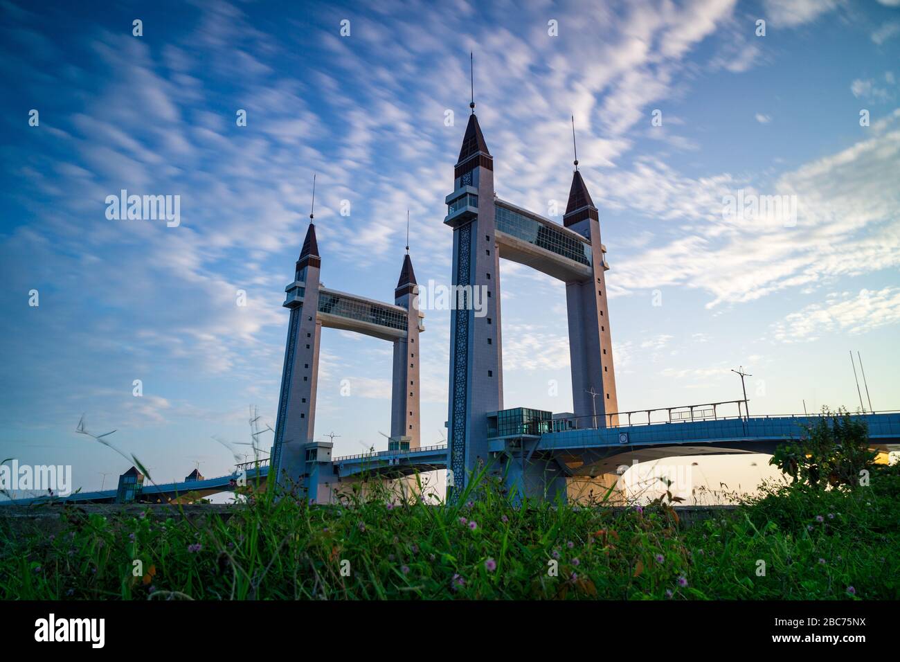 The iconic drawbridge located across the river in the Terengganu ...