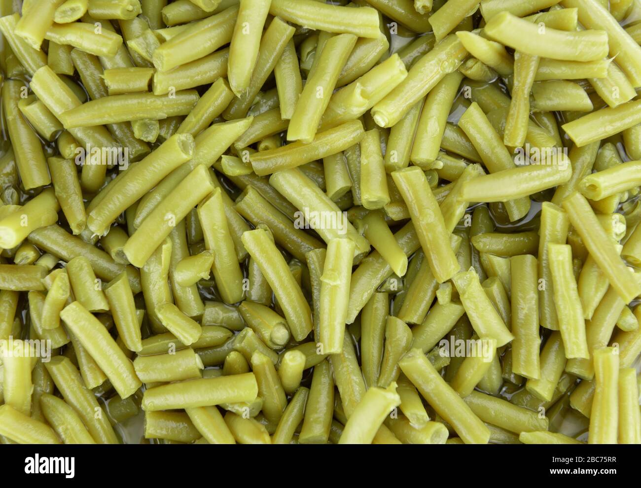 Fresh made preserved Green Beans for use as background or texture ...