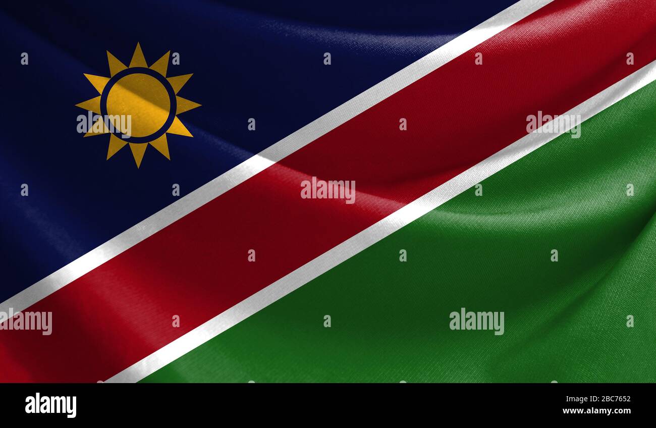 Realistic flag of Namibia on the wavy surface of fabric Stock Photo - Alamy