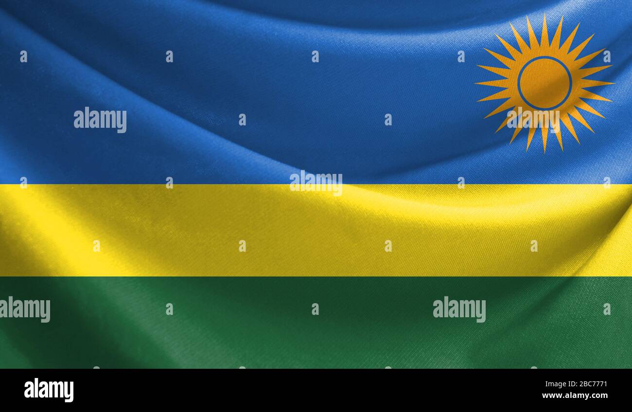 Realistic flag of Rwanda on the wavy surface of fabric Stock Photo - Alamy