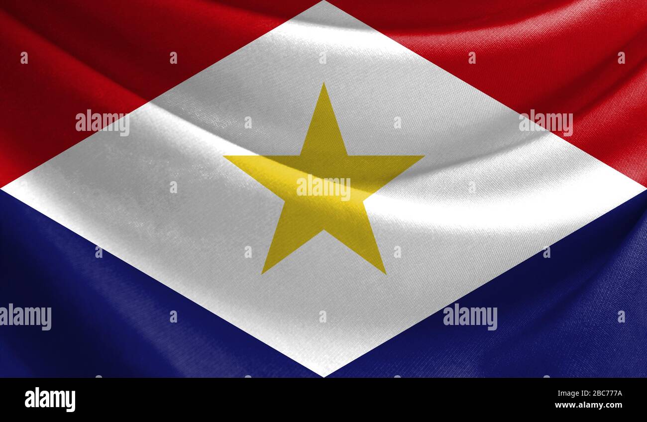Realistic flag of Saba on the wavy surface of fabric Stock Photo - Alamy