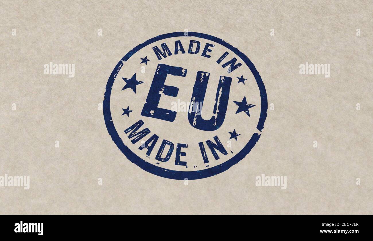 Made in EU, Europe, European Union stamp icons in few color versions ...