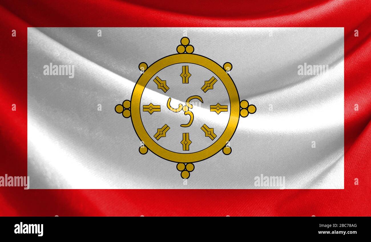 Realistic flag of Sikkim on the wavy surface of fabric Stock Photo - Alamy