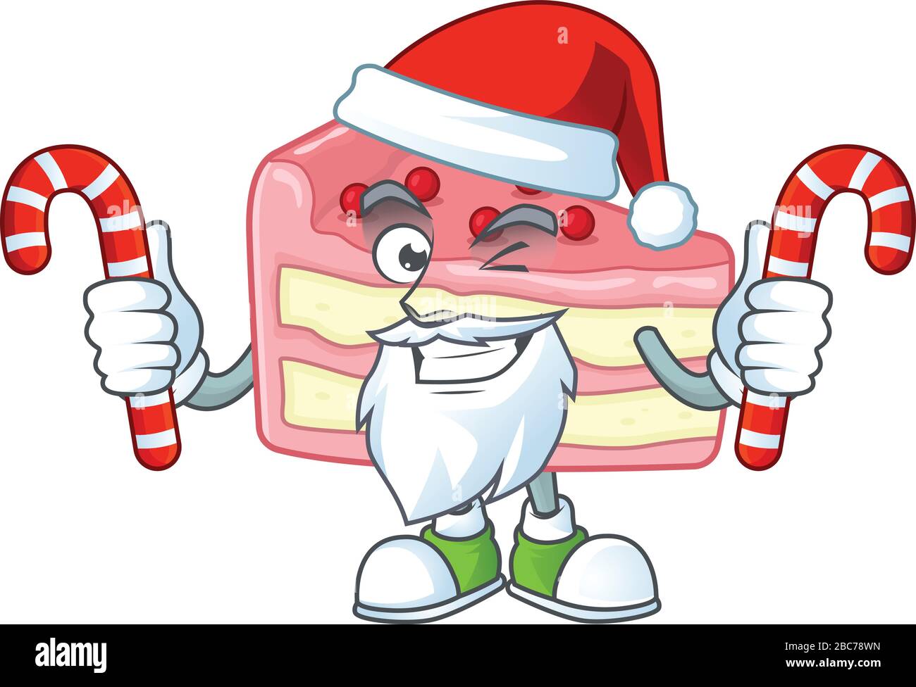 Strawberry slice cake humble Santa Cartoon character having candies ...