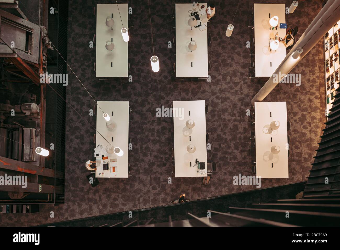 BELVAL, LUXEMBOURG / JULY 2019: inside architecture in the university ...