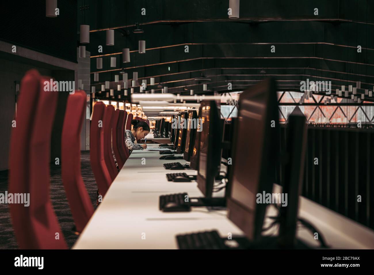 BELVAL, LUXEMBOURG / JULY 2019: inside architecture in the university ...