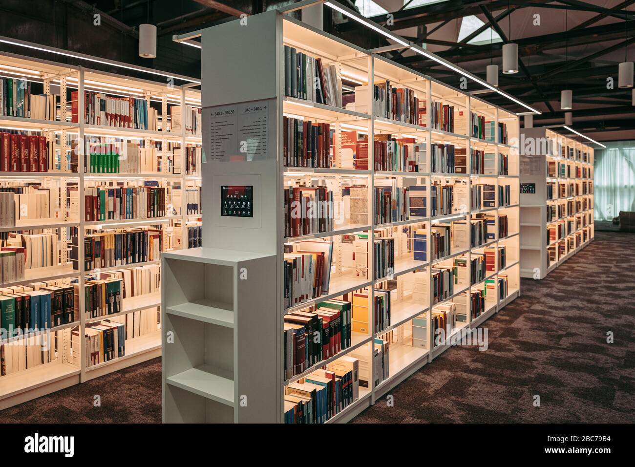BELVAL, LUXEMBOURG / JULY 2019: inside architecture in the university ...