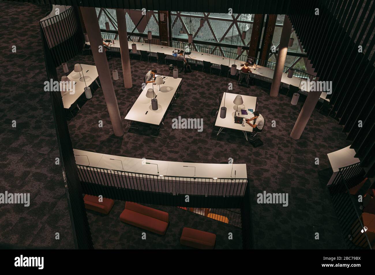 BELVAL, LUXEMBOURG / JULY 2019: inside architecture in the university ...