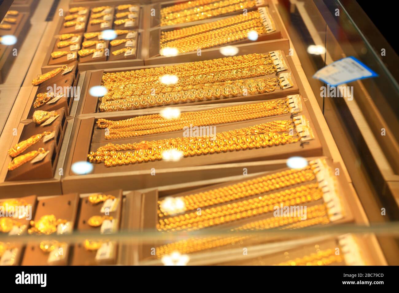 Gold jewelry in the mall Stock Photo - Alamy