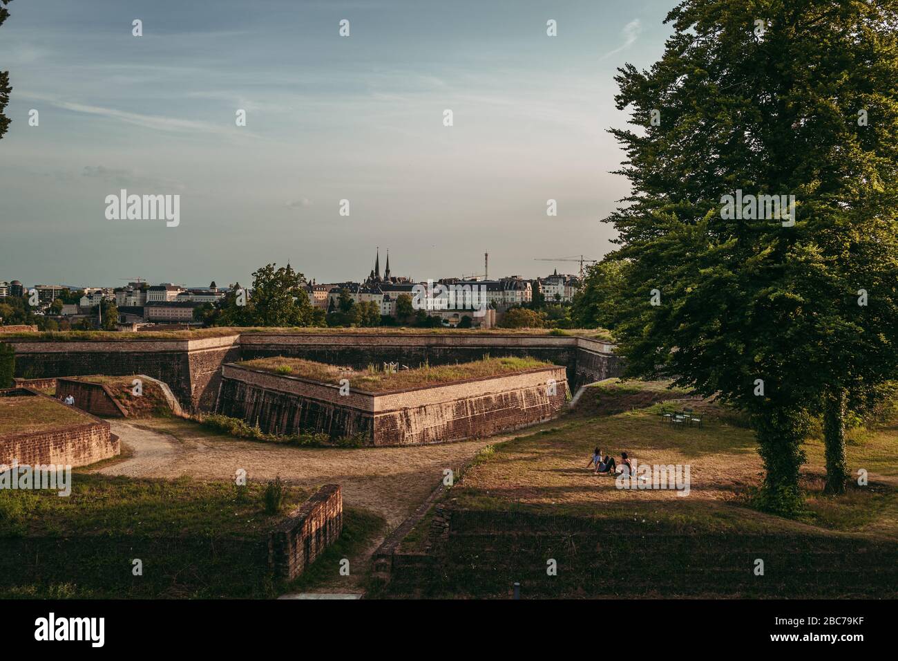 LUXEMBOURG/JULY 2019: Historical fortification architecture in the city ...