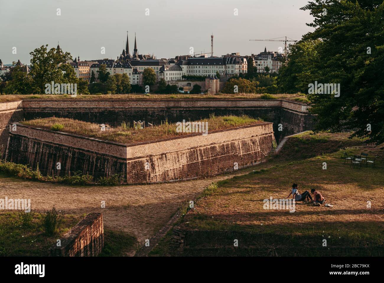 LUXEMBOURG/JULY 2019: Historical fortification architecture in the city ...