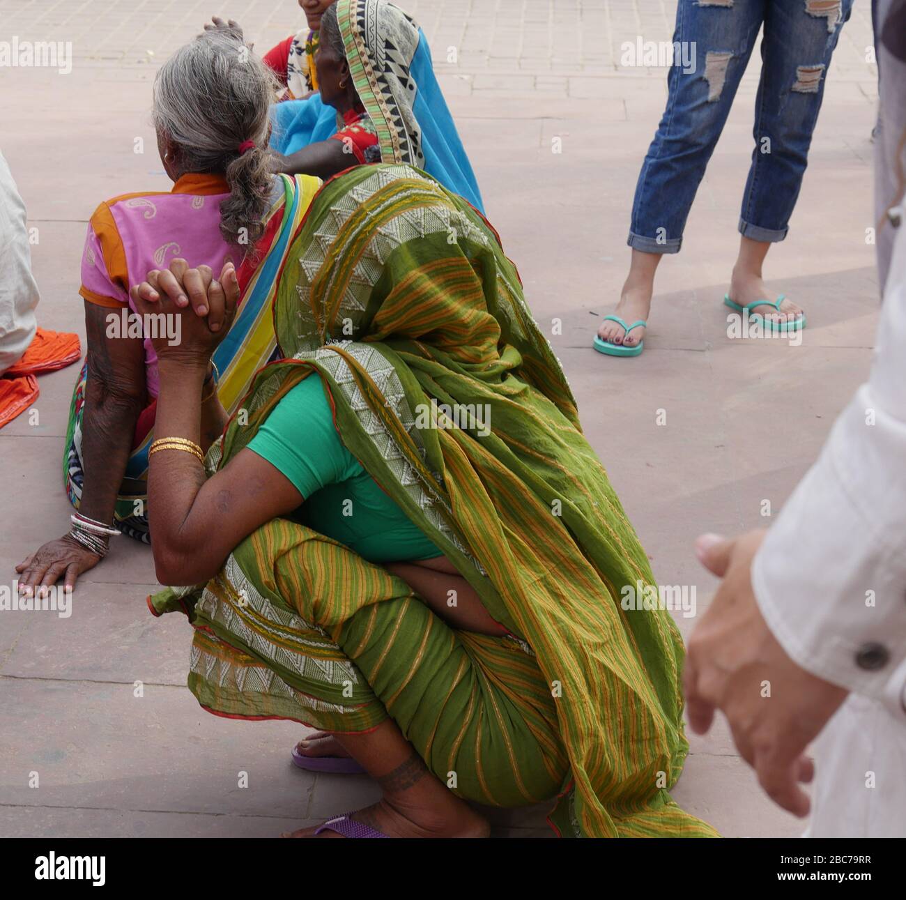 Agra, Uttar Pradesh, India- March 2018: Women in colorful traditional ...