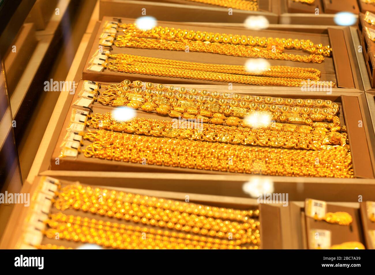 Gold jewelry in the mall Stock Photo - Alamy