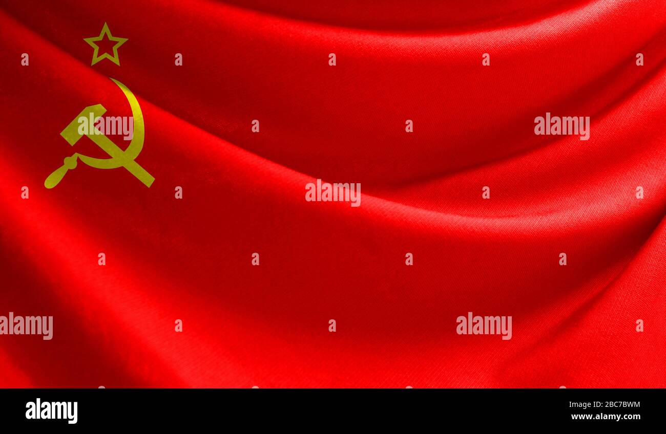 Realistic flag of USSR on the wavy surface of fabric Stock Photo - Alamy