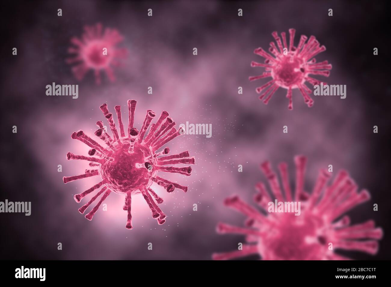 covid19 virus, virus infection model 3D illustration render Stock Photo ...