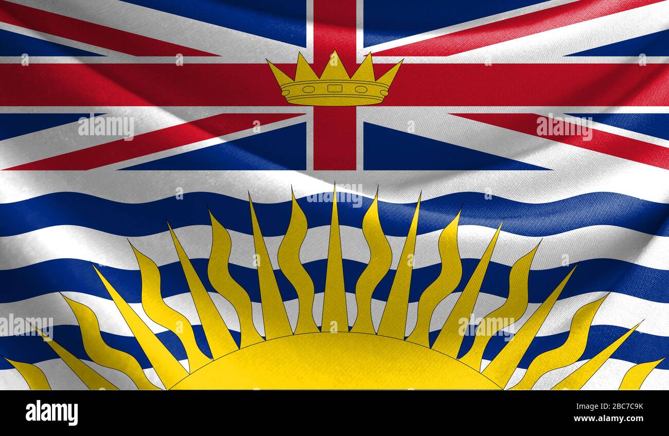 Realistic flag of British Columbia on the wavy surface of fabric Stock ...