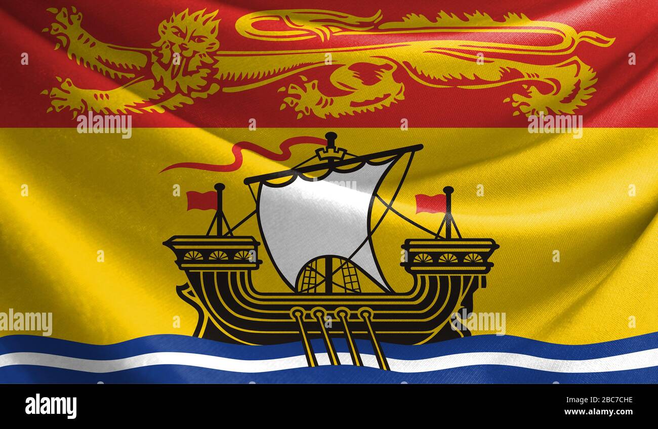 Realistic flag of New Brunswick on the wavy surface of fabric Stock ...