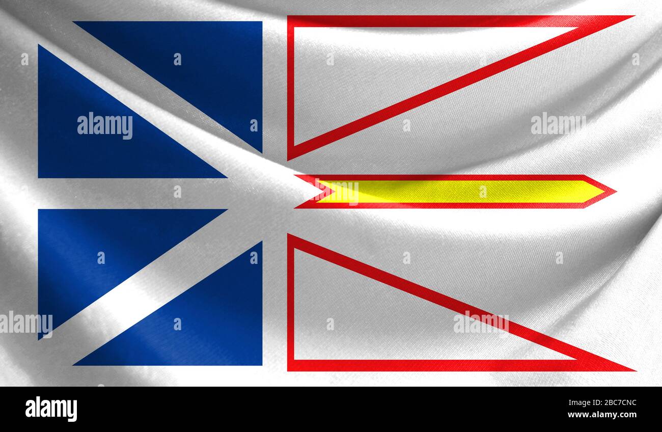 Realistic flag of Newfoundland and Labrador on the wavy surface of ...