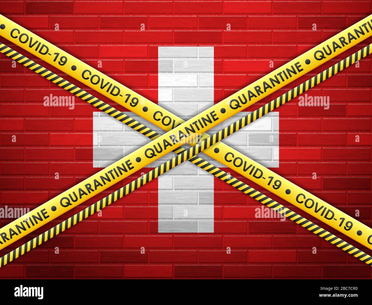 Switzerland in quarantine bricks wall background. Vector illustration ...