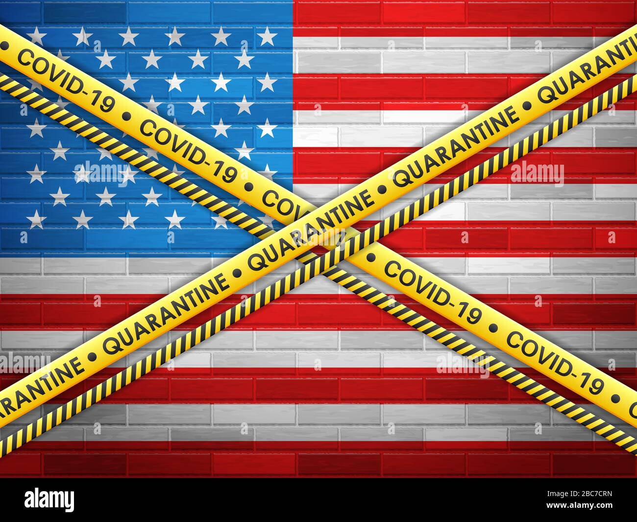 USA in quarantine bricks wall background. Vector illustration Stock ...