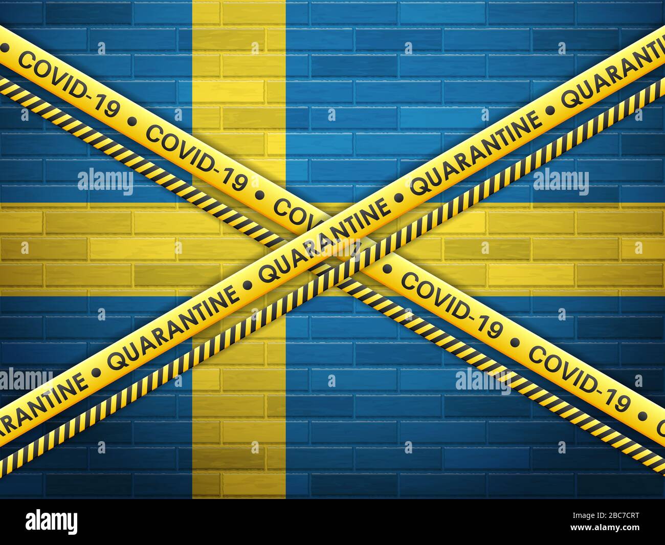 Sweden in quarantine bricks wall background. Vector illustration Stock ...