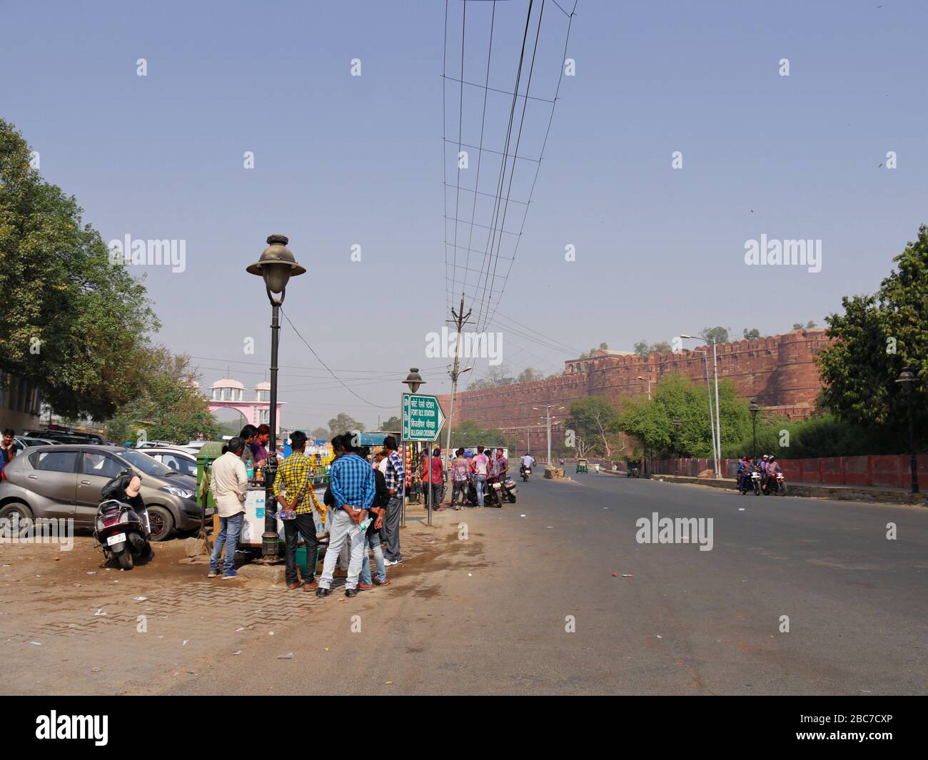 Agra, Uttar Pradesh, India- March 2018: Wide street shot with people on ...