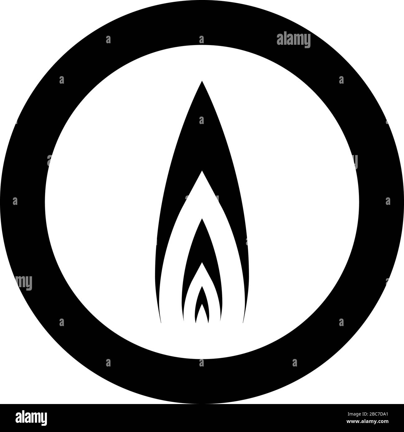 Flame icon in circle round black color vector illustration flat style ...