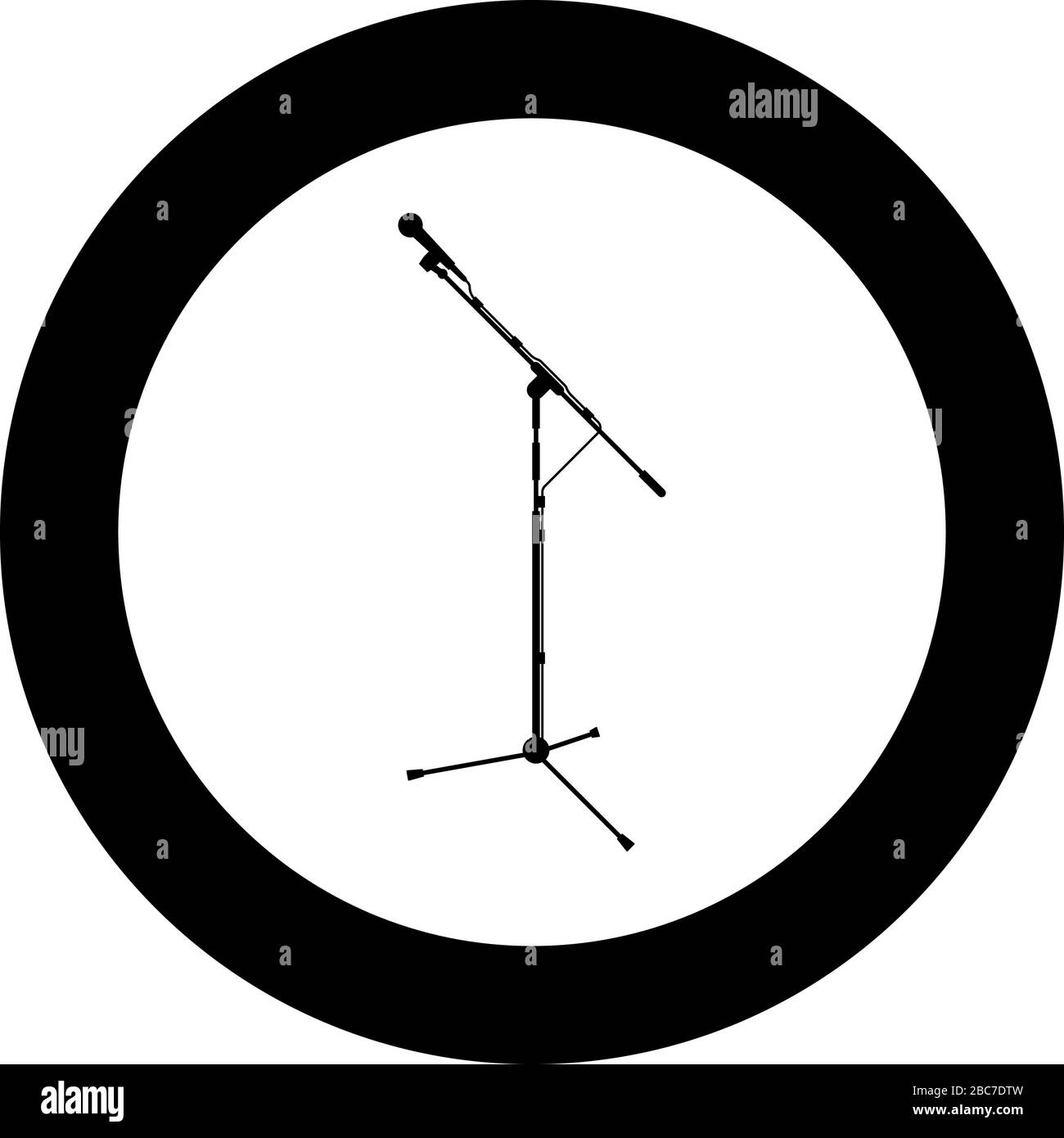 Stand microphone Sound recording equipment Racks for mic icon in circle ...