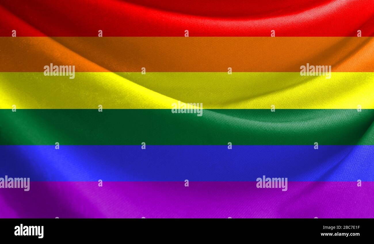 Realistic flag of lgbt on the wavy surface of fabric Stock Photo - Alamy