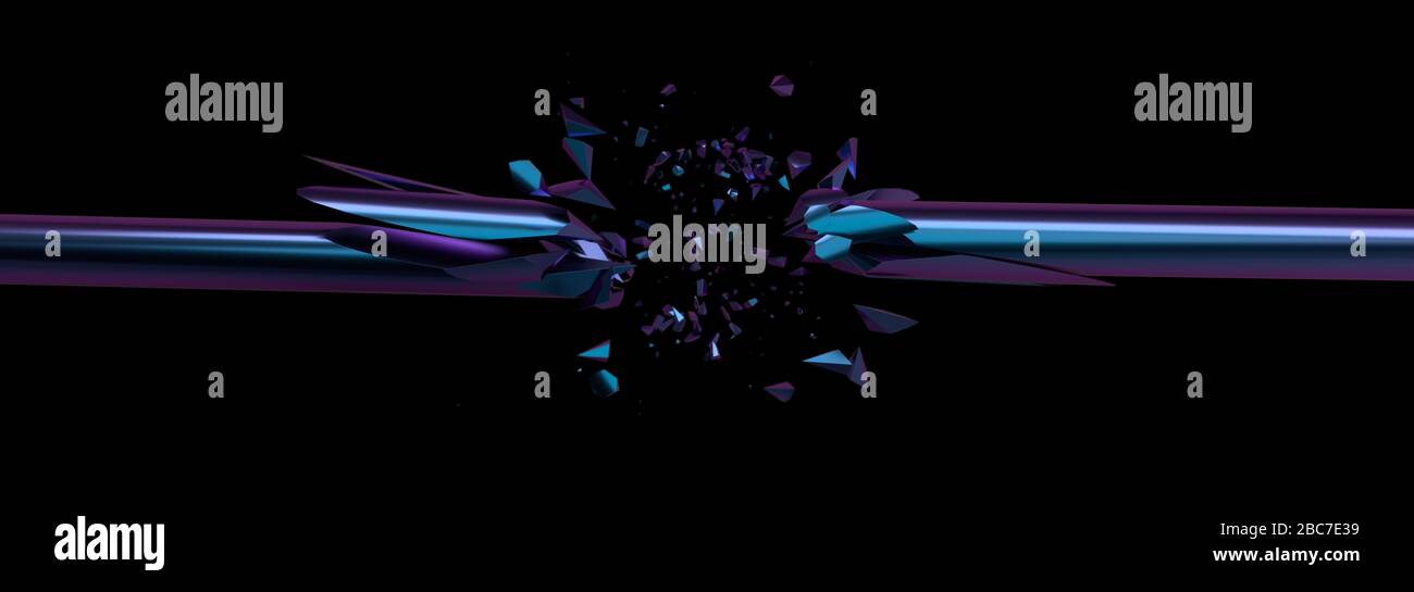 Abstract 3d rendering of broken line. Modern background design with ...