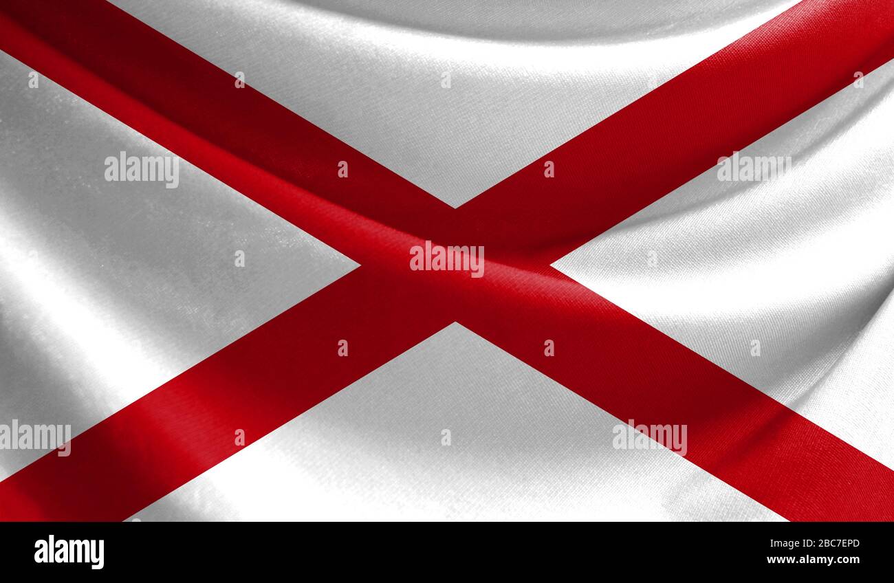 Realistic flag State of Alabama on the wavy surface of fabric Stock ...