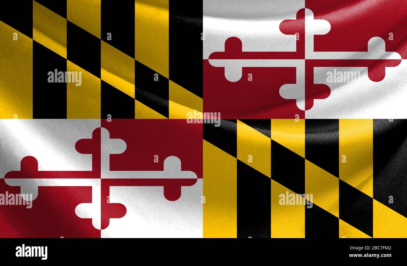 Realistic flag State of Maryland on the wavy surface of fabric Stock ...