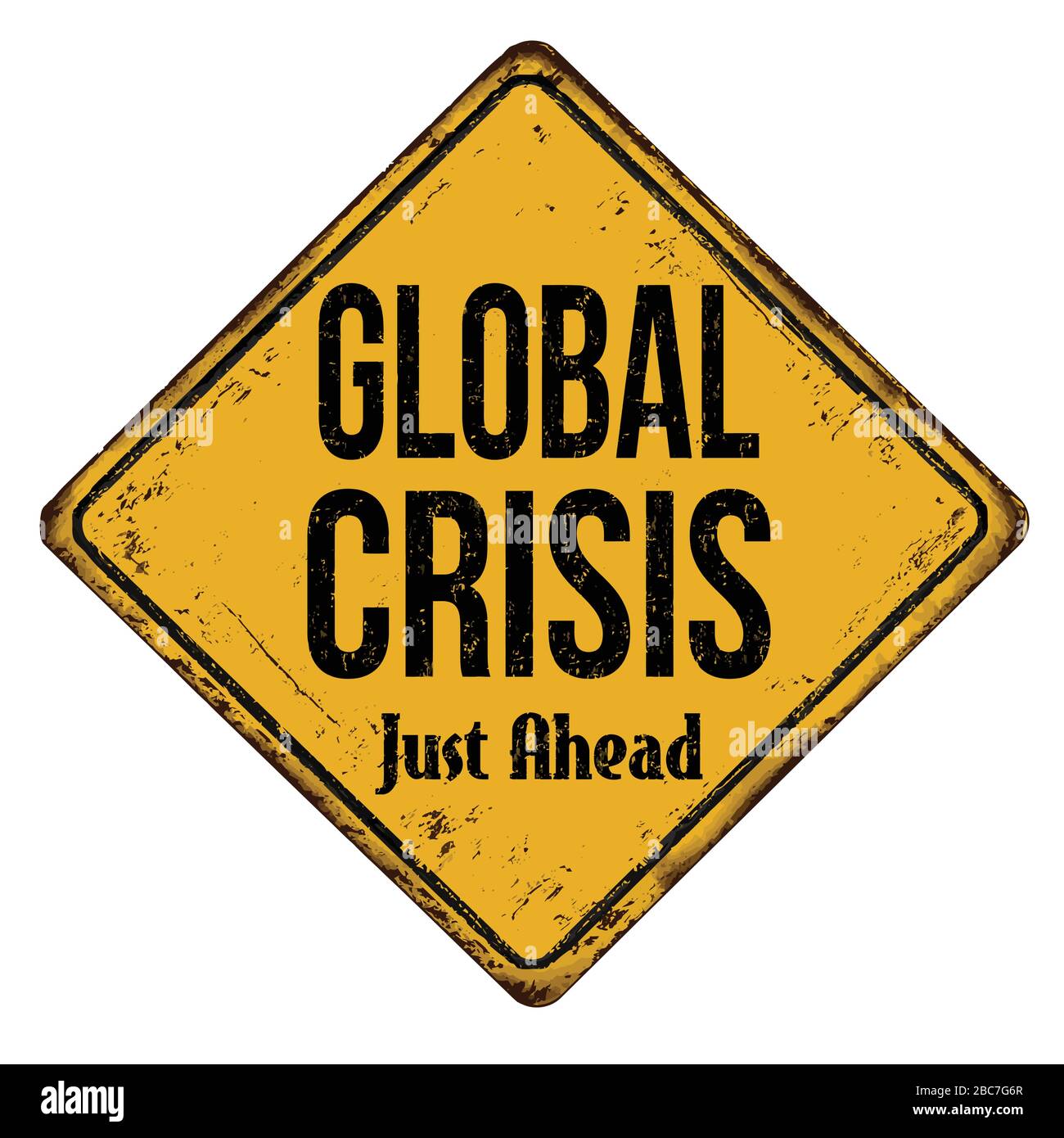 Global crisis vintage rusty metal sign on a white background, vector ...
