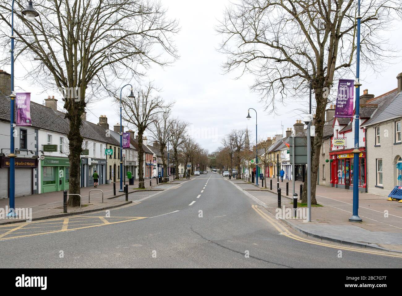 Usually very busy main street in Maynooth completely deserted due to ...