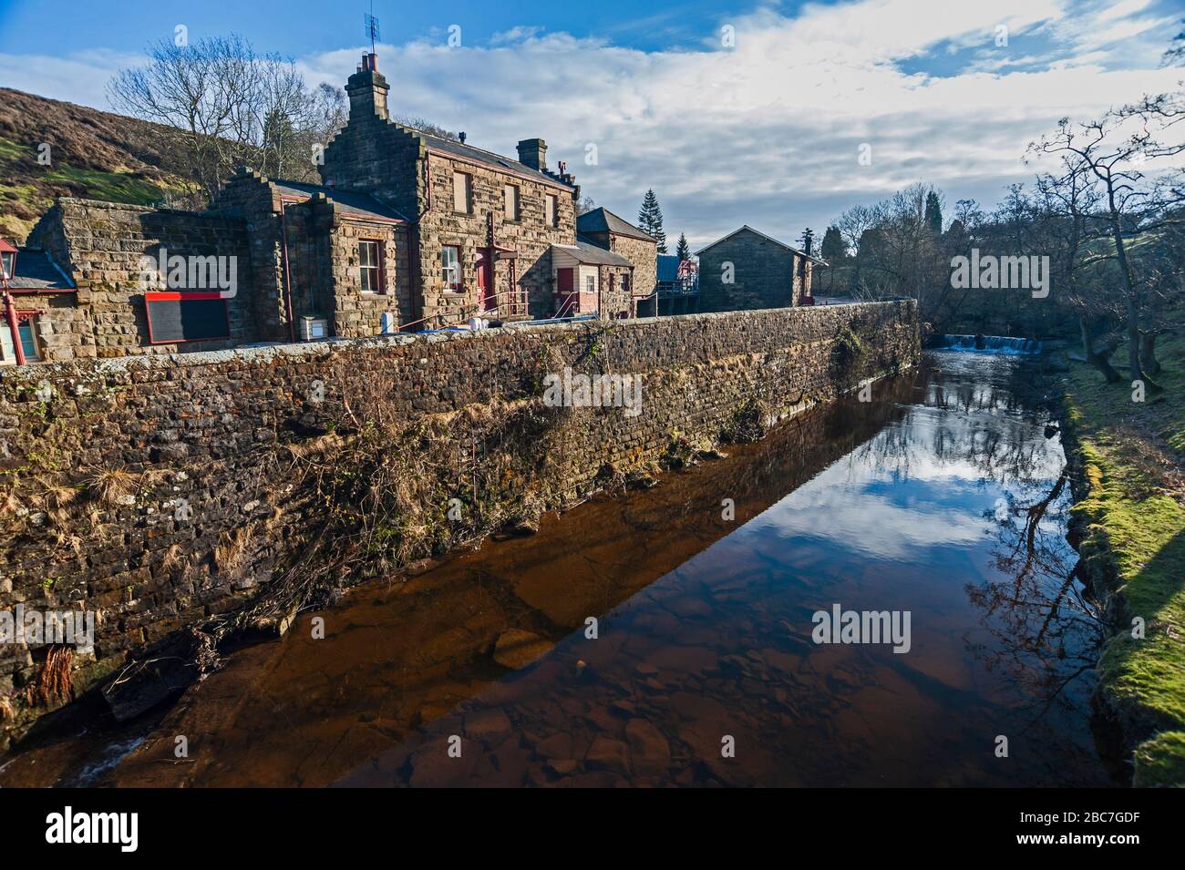 Landscape view of a rural English countryside village scene with ...