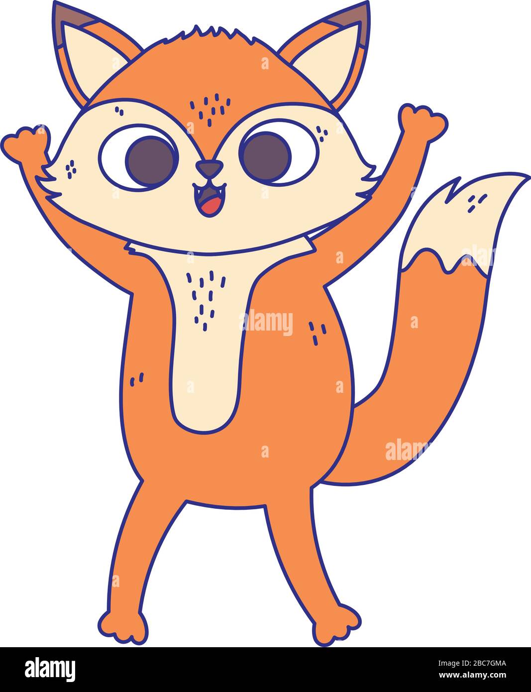 cute little fox animal cartoon isolated icon design vector illustration ...