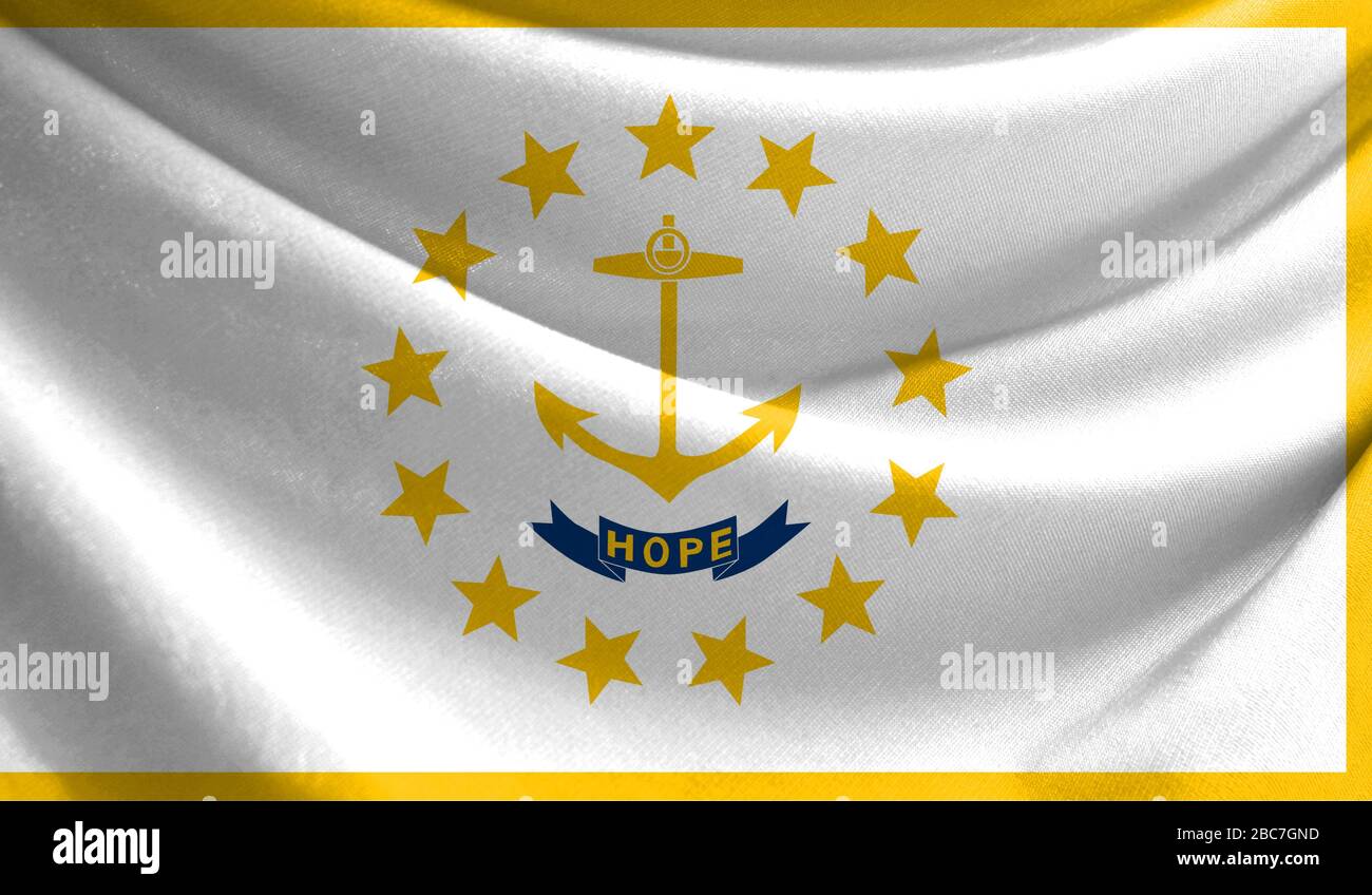 Realistic flag State of Rhode Island and Providence Plantations on the ...