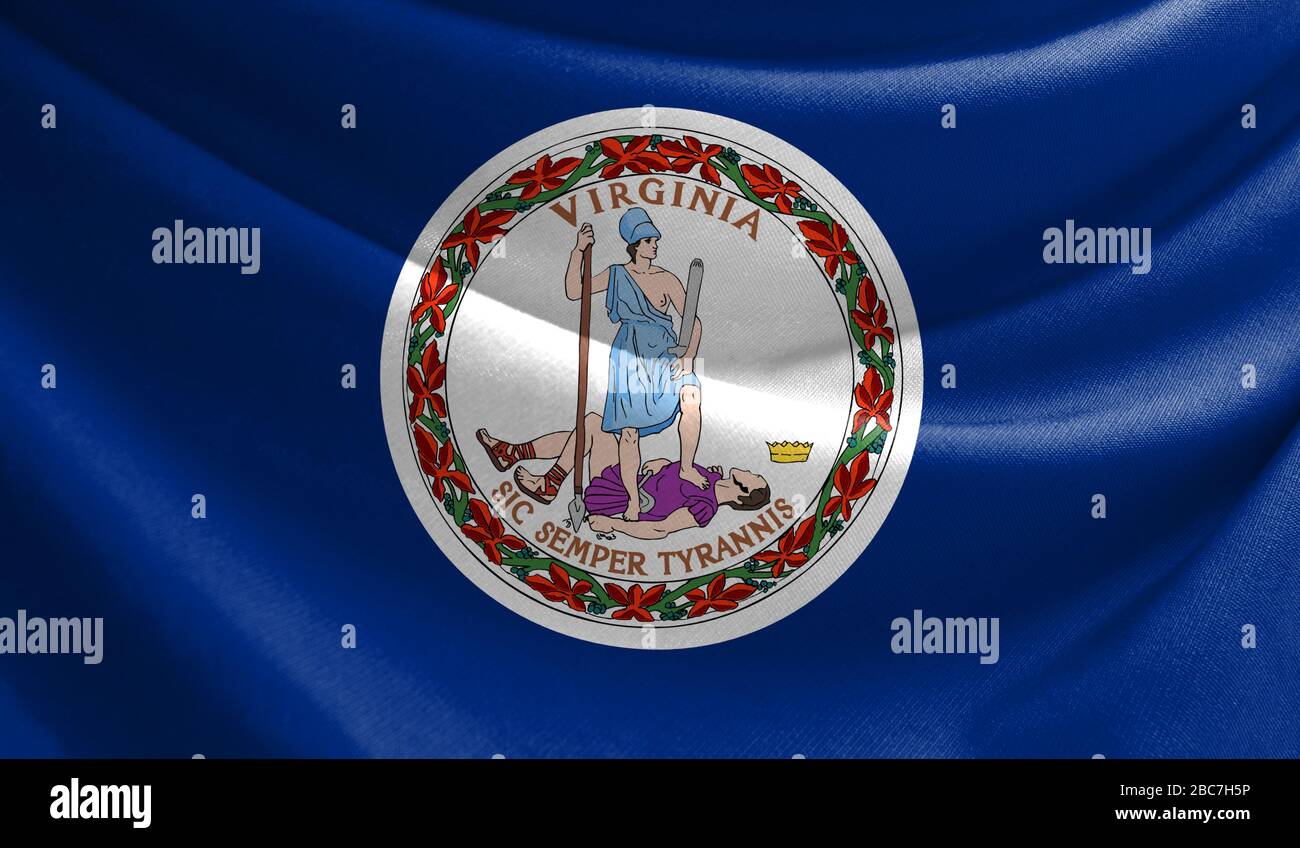 Realistic flag State of Virginia on the wavy surface of fabric Stock ...
