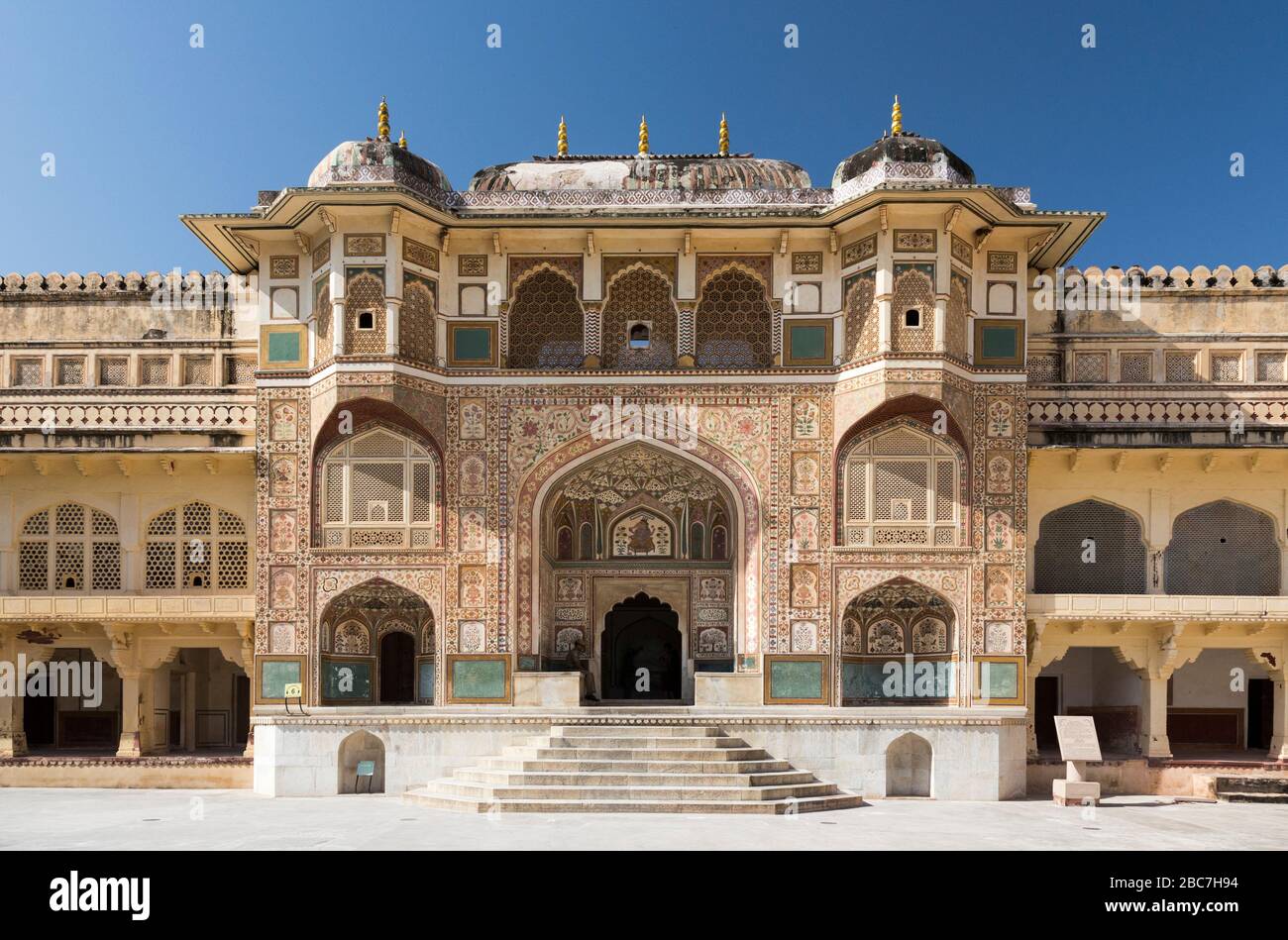 Intricate facade inside Amer Fort (or Amber Fort) in Jaipur, India ...