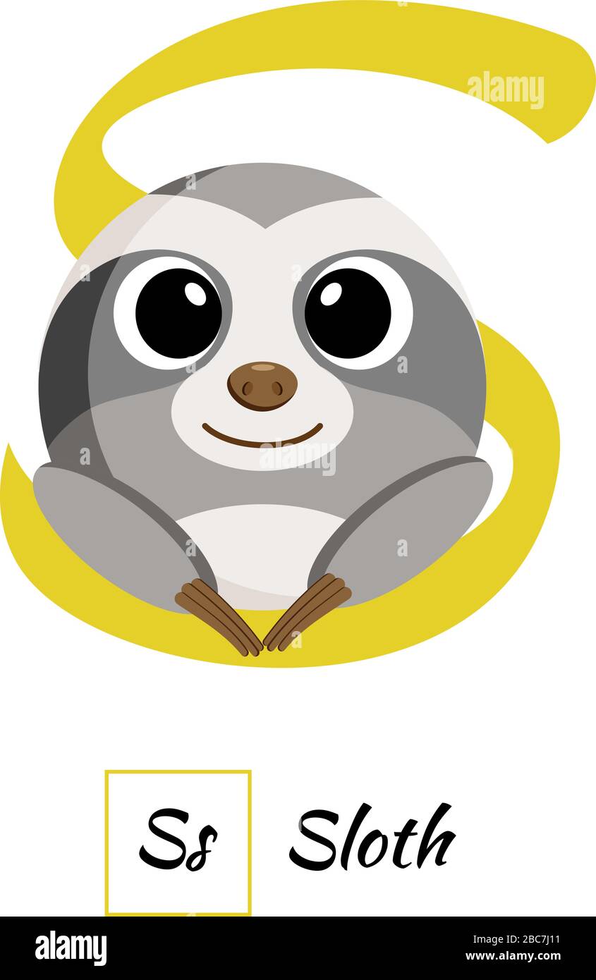 Cute English animal alphabet letter S vector image Stock Vector Image ...