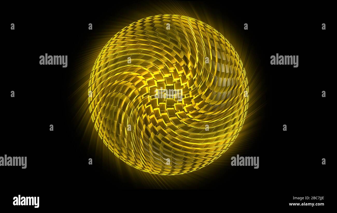 3D rendering of an abstract sphere from volumetric cubic blocks. Non-trivial and bright art ...