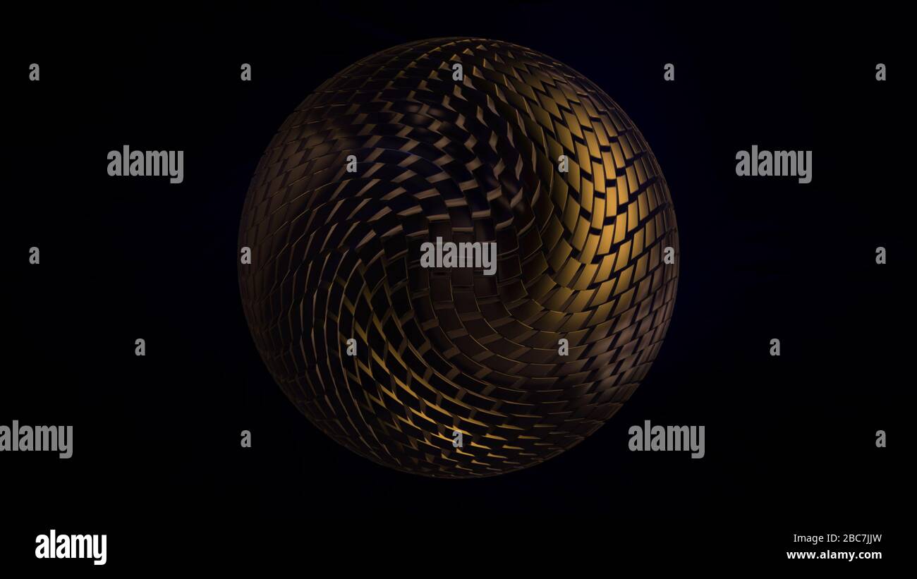 3D rendering of an abstract sphere from volumetric cubic blocks. Non ...